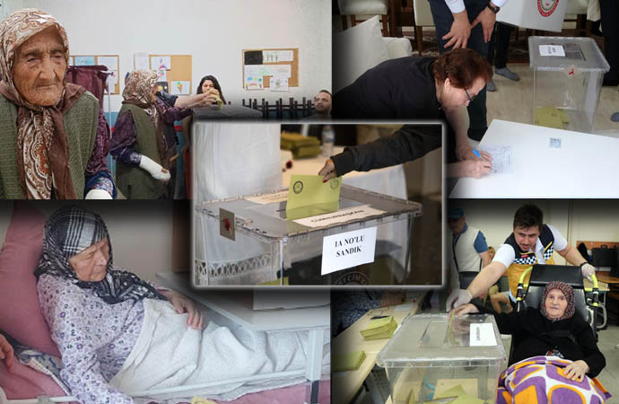 Yaşlı ve engelli seçmenler sedye ile sandık başına geldi! - Tele1 TV ...